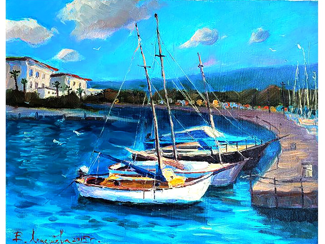 Italy Seascape Painting: Original Sailboat Impasto Art - Etsy