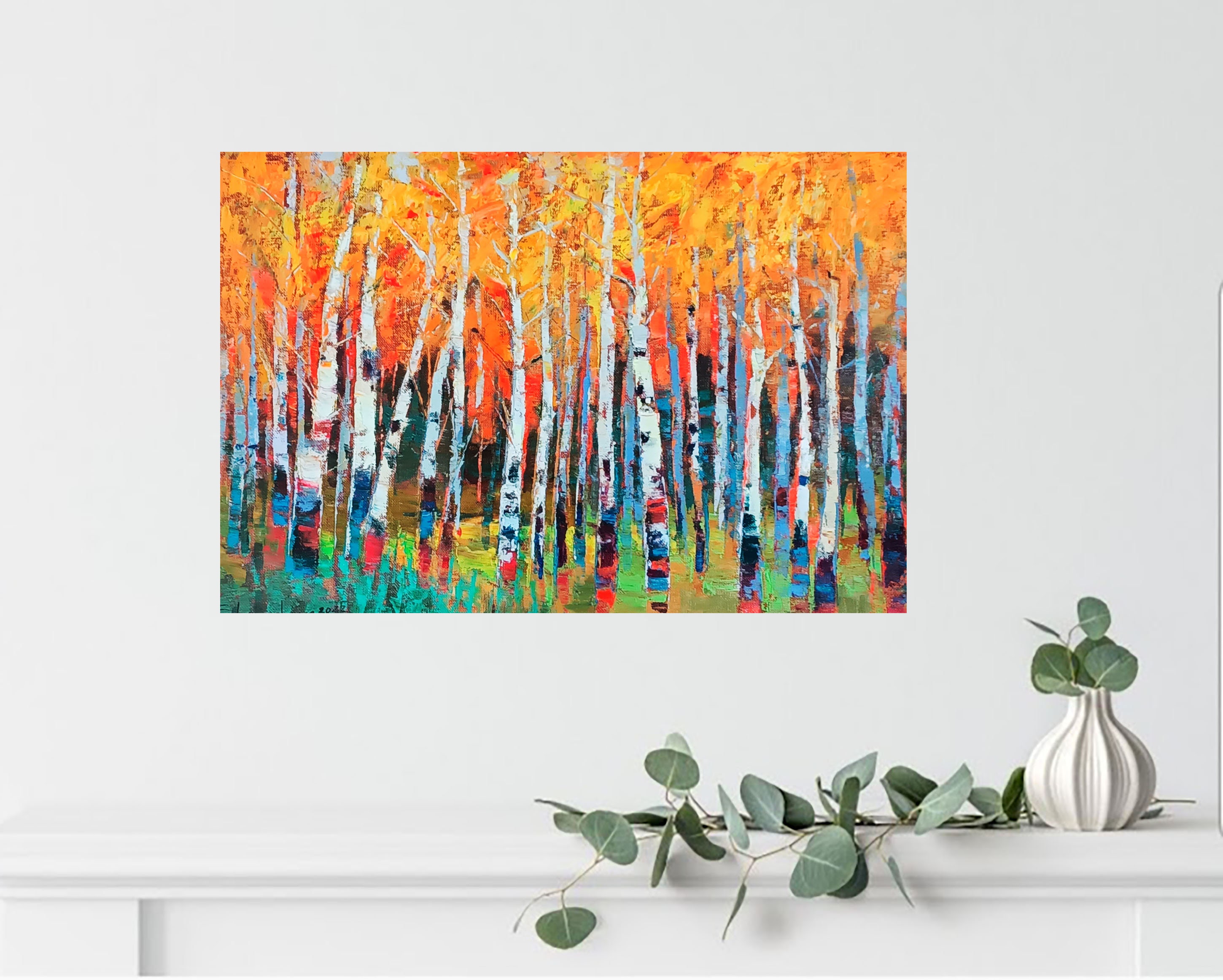 Birch Tree Painting Forest Tree Original Art Autumn Birch Tree Painting ...