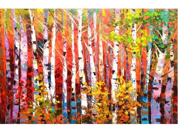 Birch Tree Painting Abstract Tree Original Art Large Tree - Etsy