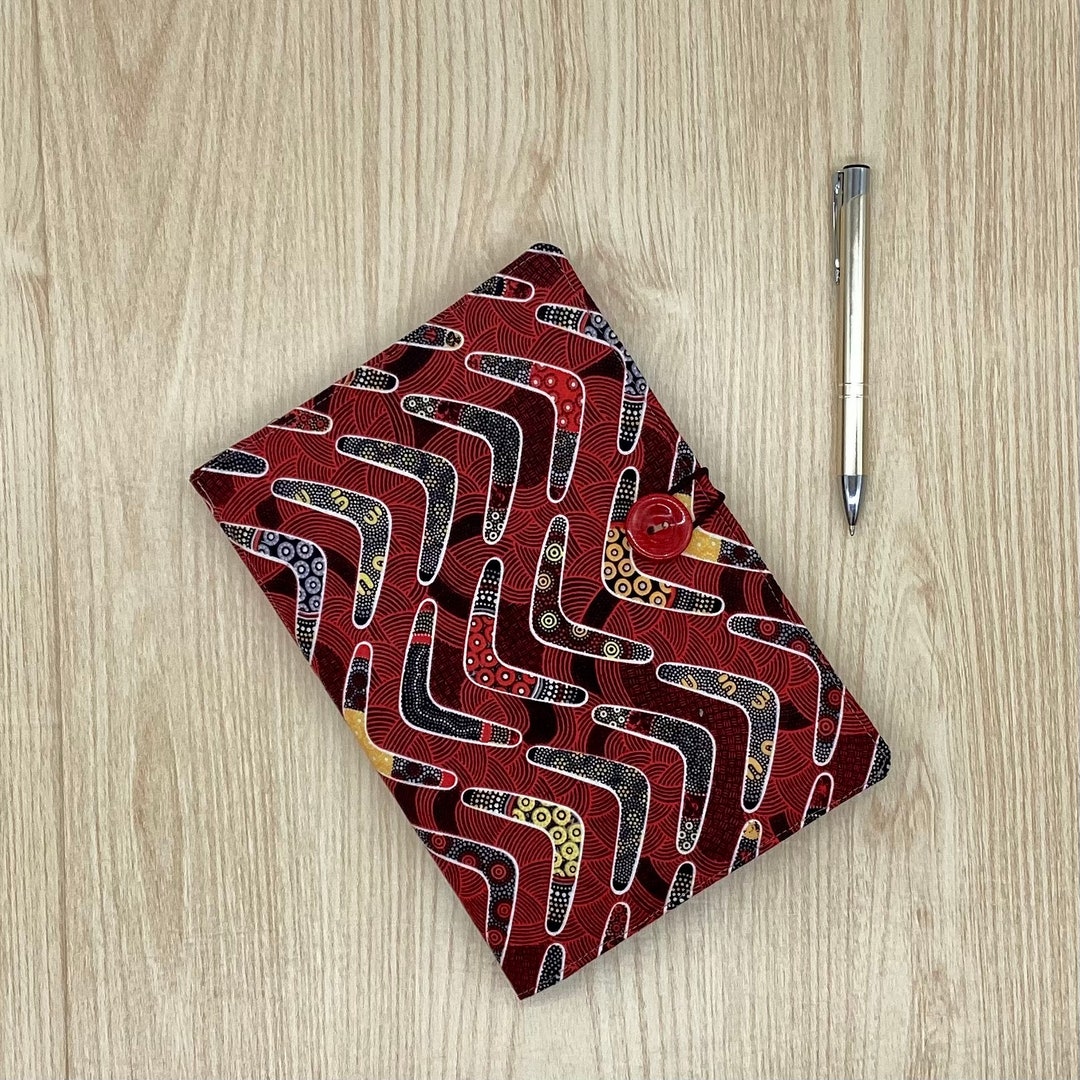 Boomerangs Aboriginal Print A5 Refillable Fabric Notebook Cover With ...