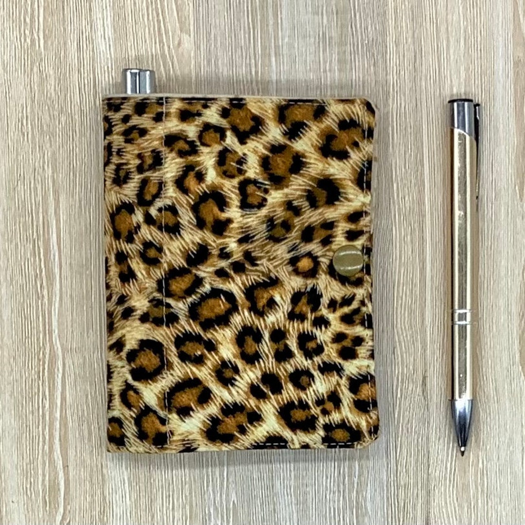 Leopard Print Fabric Notebook Cover: Refillable Pocket Notepad With Pen ...