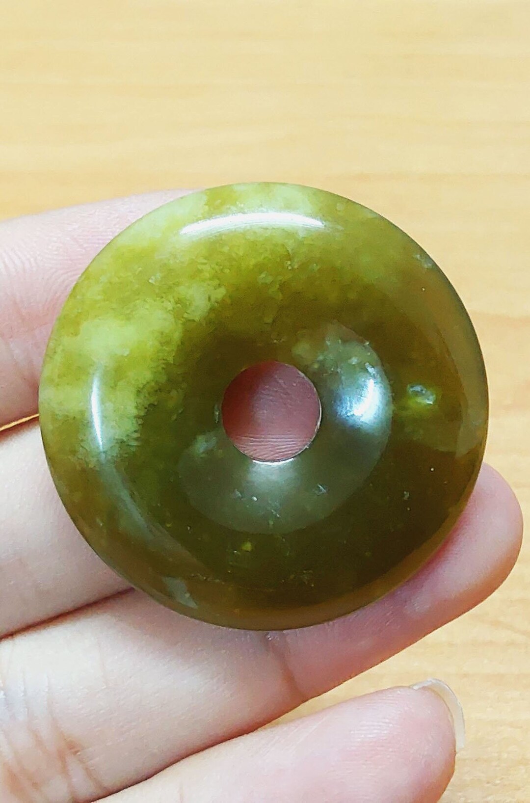 Pendant Necklace, Serpentine Pi Stone Necklace, Donut Pendant, Gift for ...