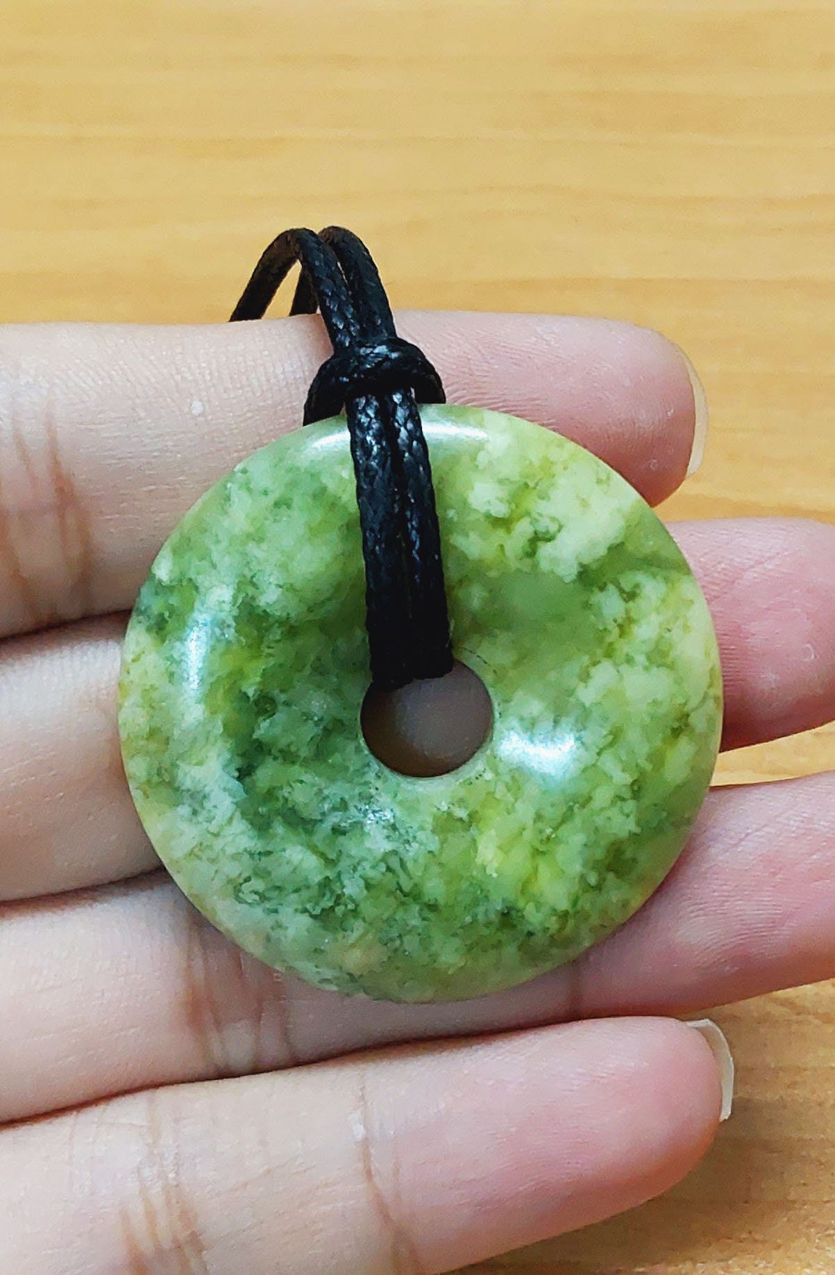 Pendant Necklace, Serpentine Pi Stone Necklace, Donut Pendant, Gift for ...