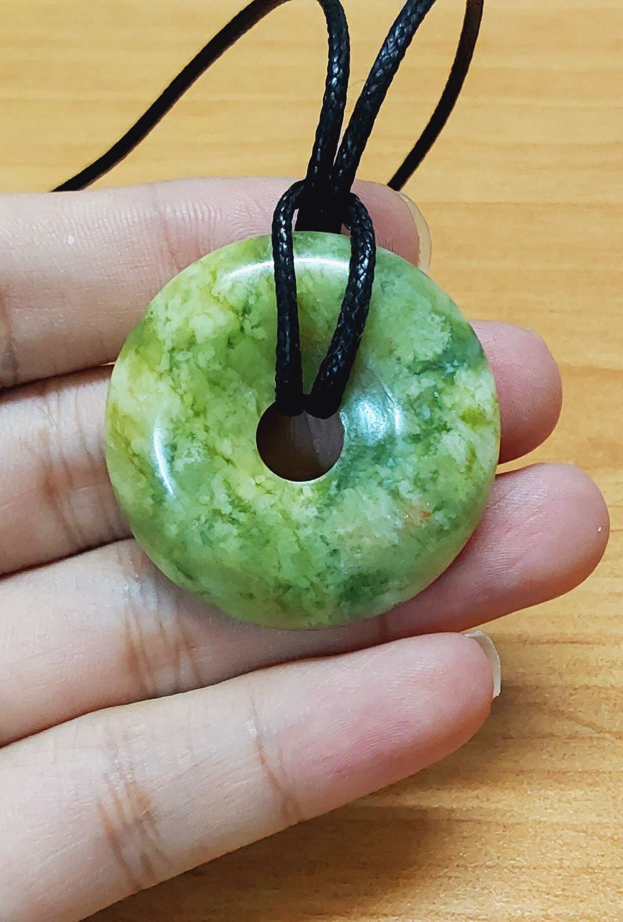 Pendant Necklace, Serpentine Pi Stone Necklace, Donut Pendant, Gift for ...