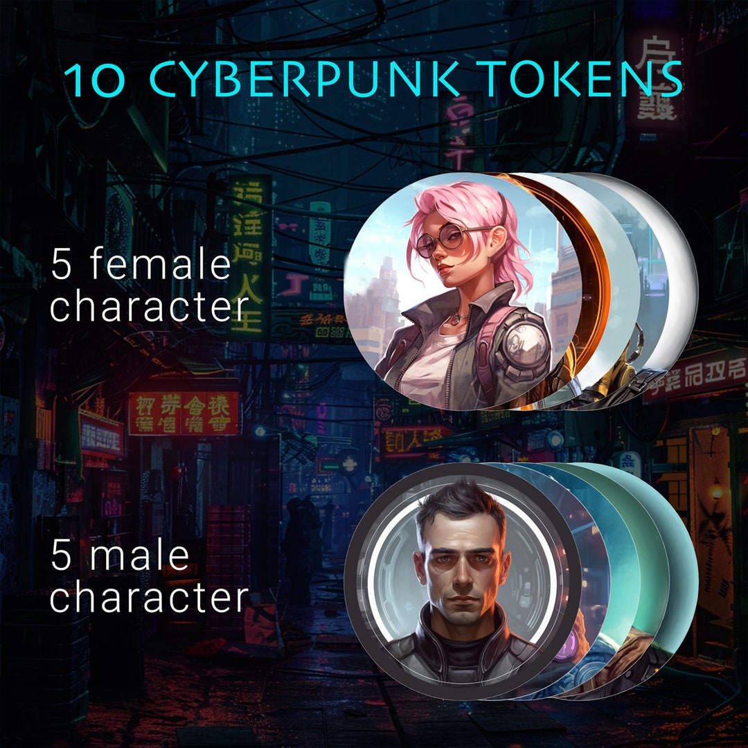 10 Cyberpunk RPG Tokens - Etsy
