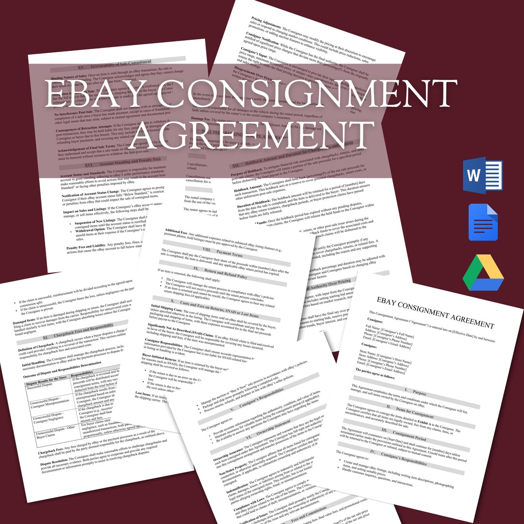 Ebay Consignment Agreement Template | Legal Contract for Consignee ...
