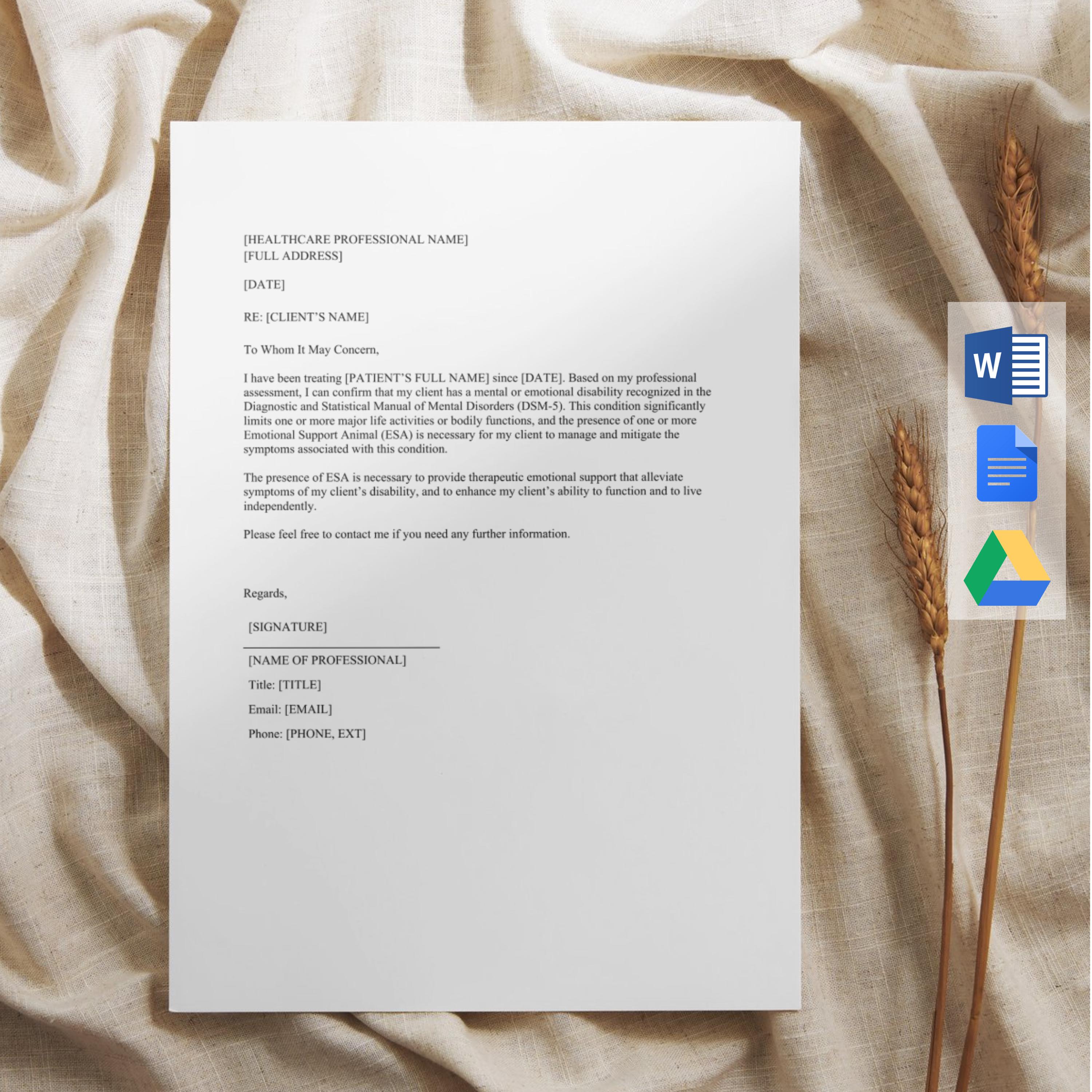 Emotional Support Animal Letter Recommendation| ESA Housing ...