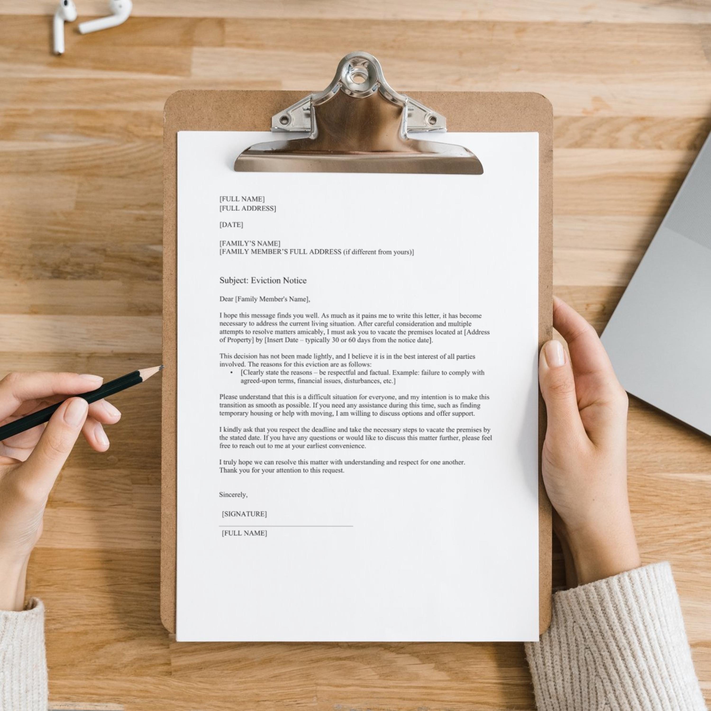 Family Eviction Notice Template | Compassionate Eviction Letter for ...