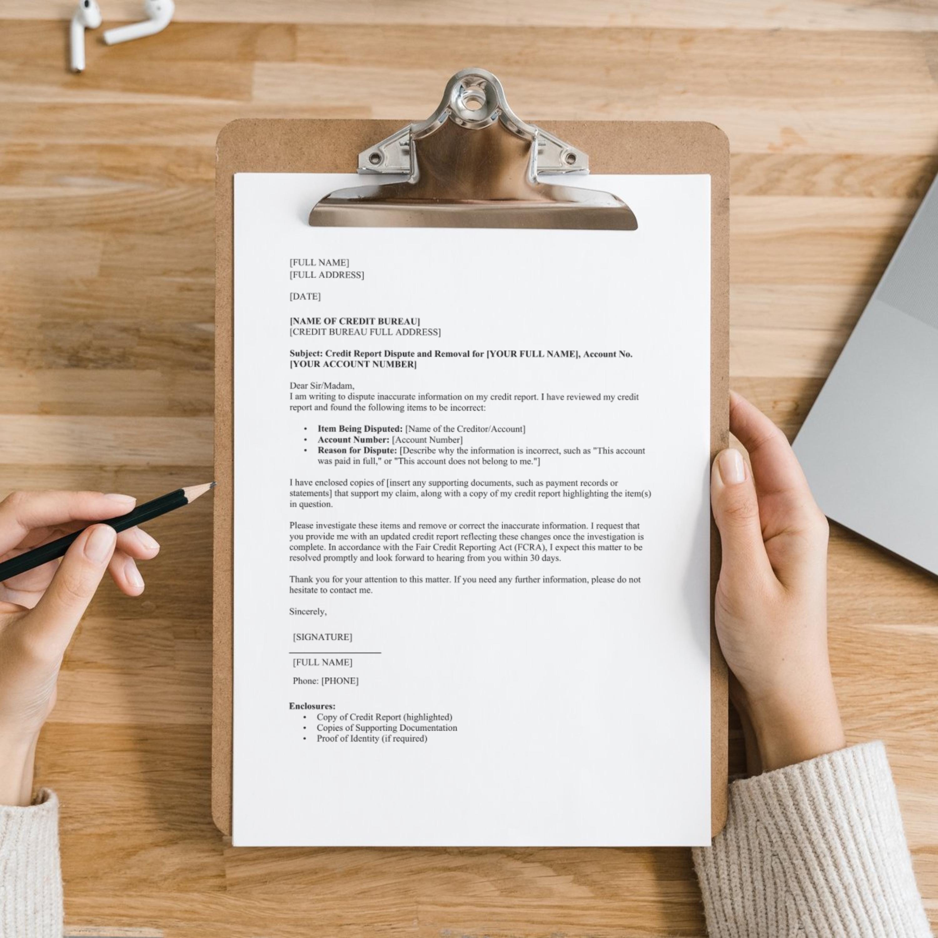 Credit Report Dispute Letter Inaccurate Wrong Credit Report Error Bad ...