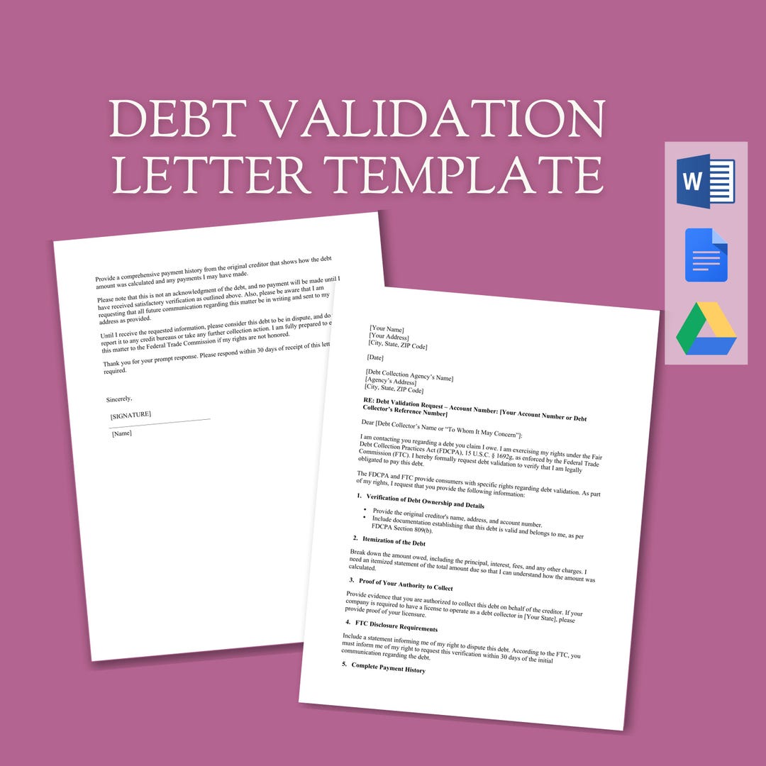 Debt Validation Letter Template | Dispute Debt | Fdcpa-compliant ...