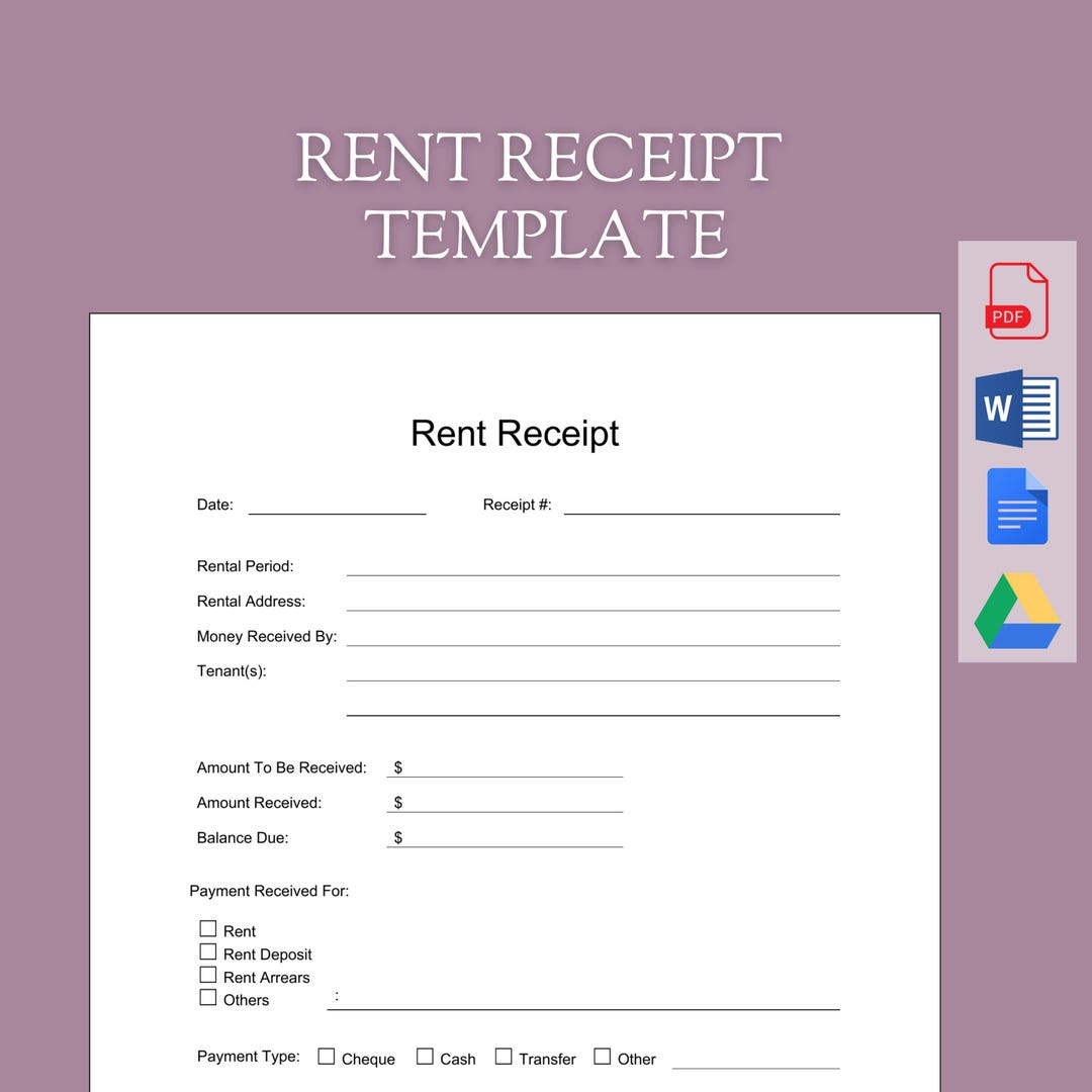 Landlord Rent Receipt | Tenant Receipt | Rent Payment Receipt ...