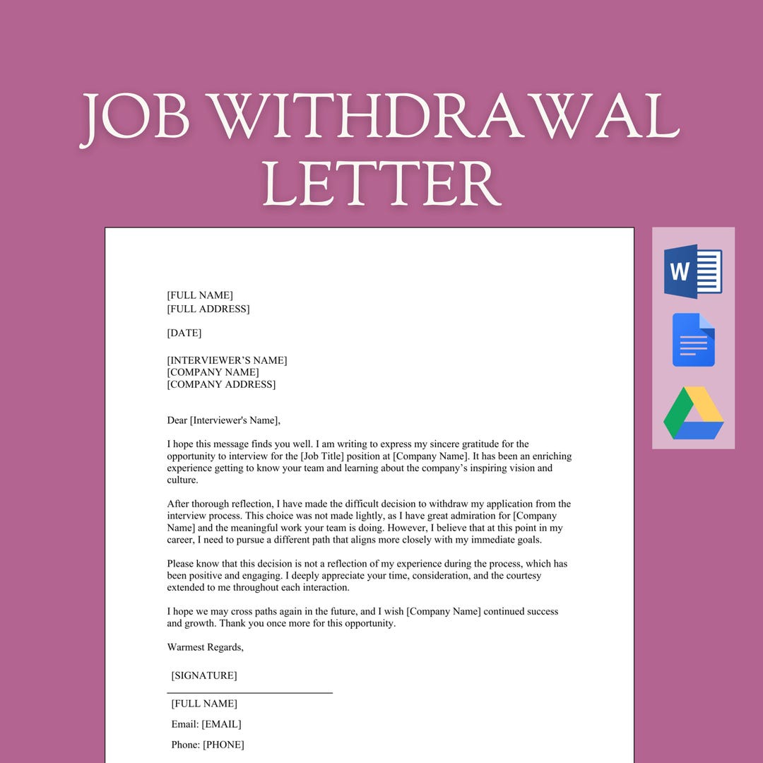 Job Interview Withdrawal Template Polite Professional Exit Letter ...