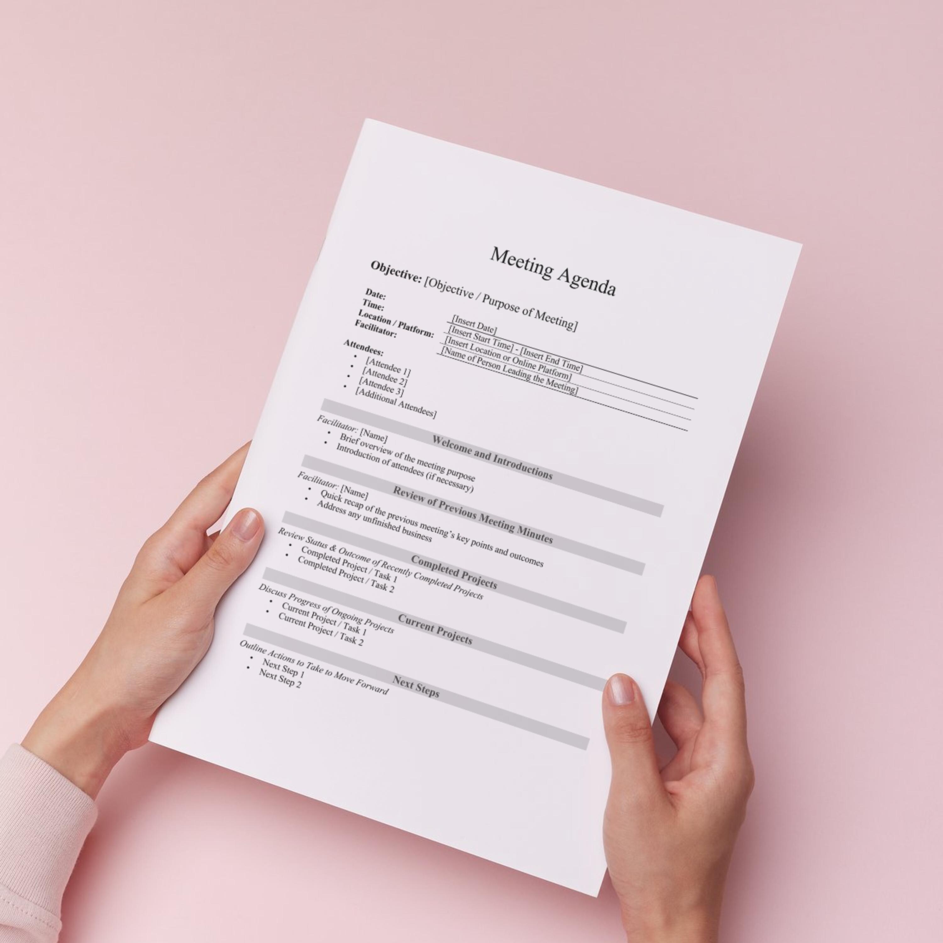 Meeting Agenda Template | Effective Plan and Presentable Work Agenda ...