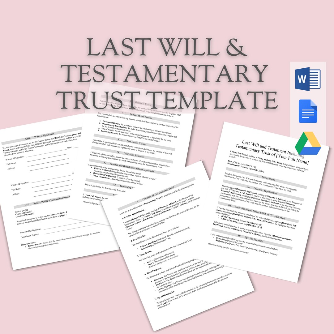 Last Will and Testamentary Trust Template | Comprehensive Estate ...