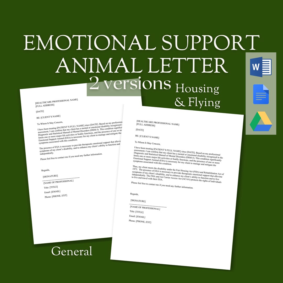 Emotional Support Animal Letter Recommendation| ESA Housing ...