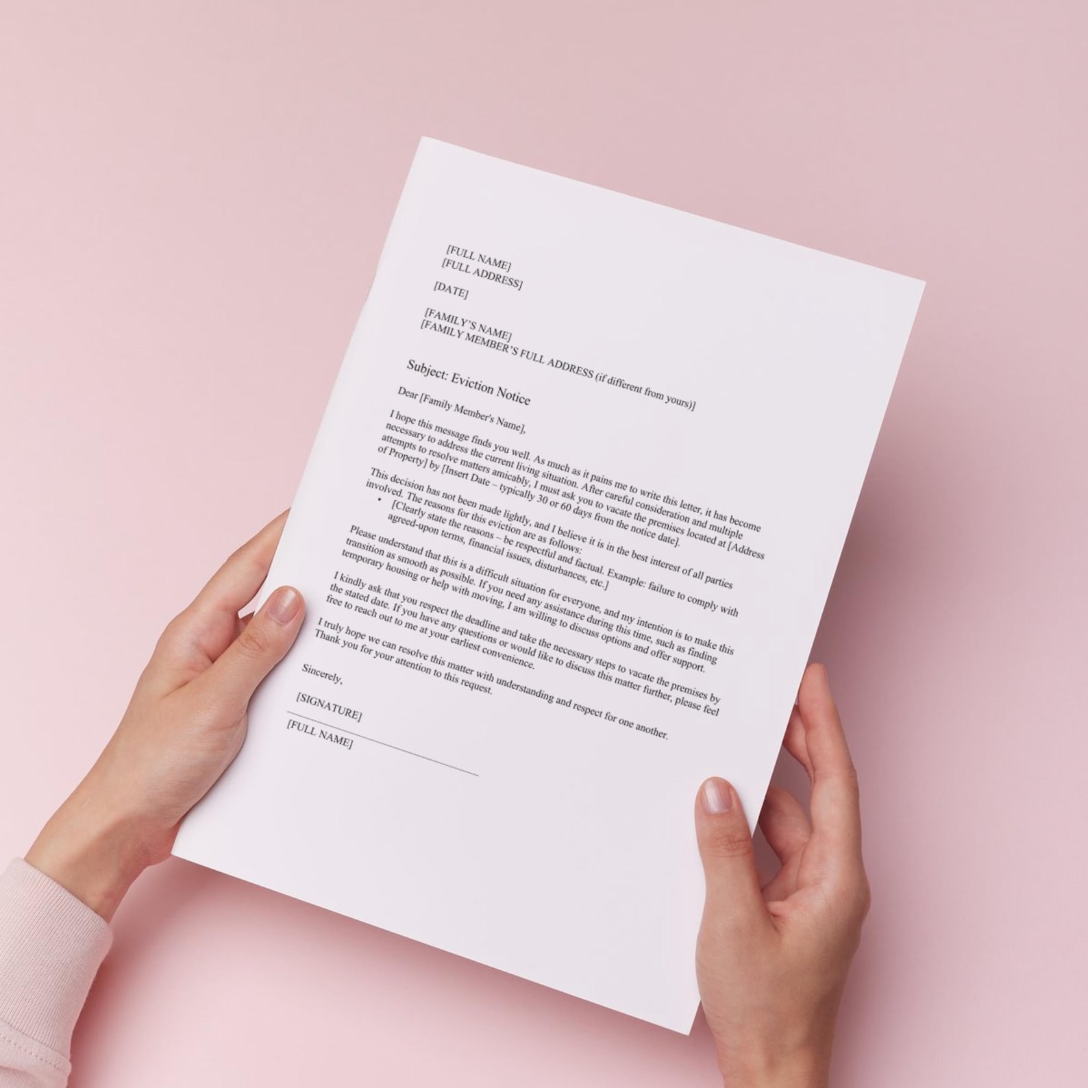 Family Eviction Notice Template | Compassionate Eviction Letter for ...