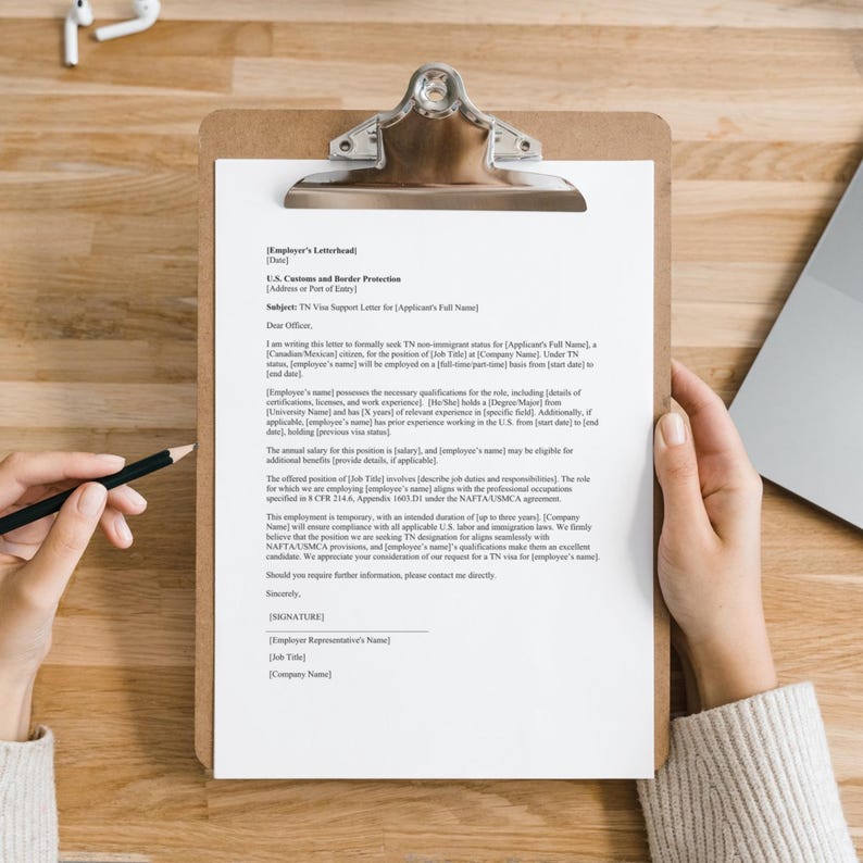 TN Visa Support Letter Template | Work Visa Letter U.S. Employers ...