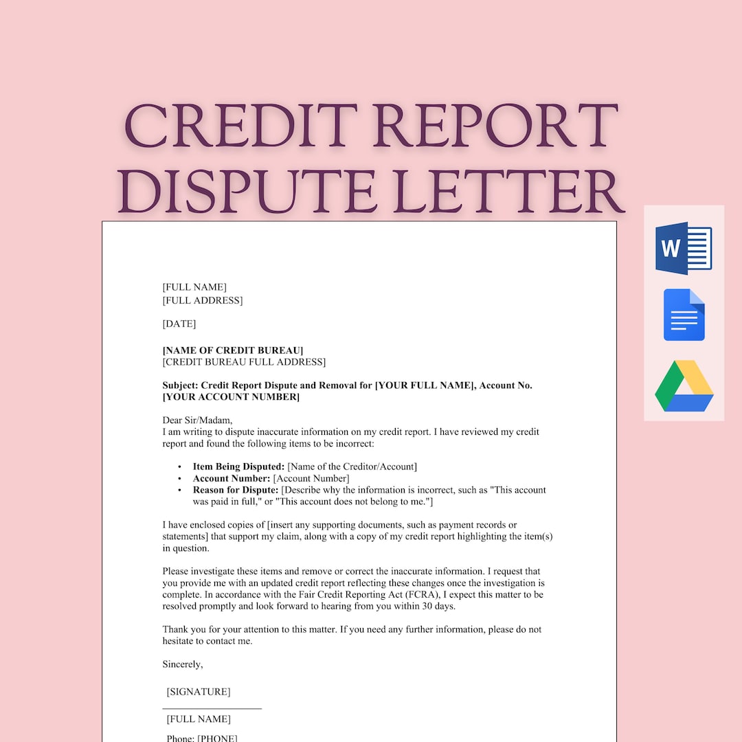 Credit Report Dispute Letter | Inaccurate Wrong Credit Report | 609 Letter | Hard Inquiry | DIY ...