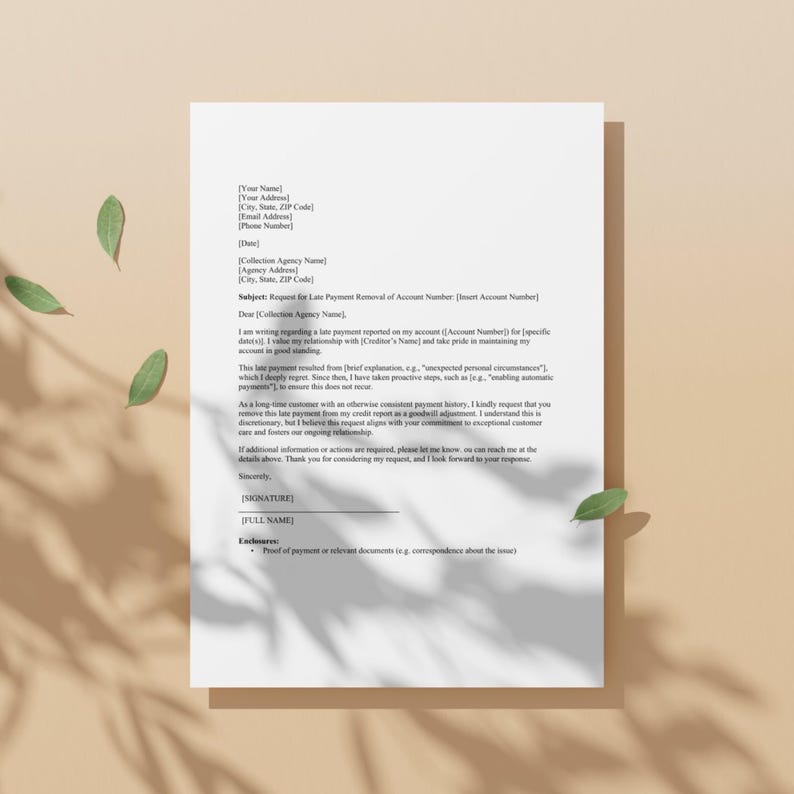Goodwill Late Payment Removal Letter Template | Credit History ...
