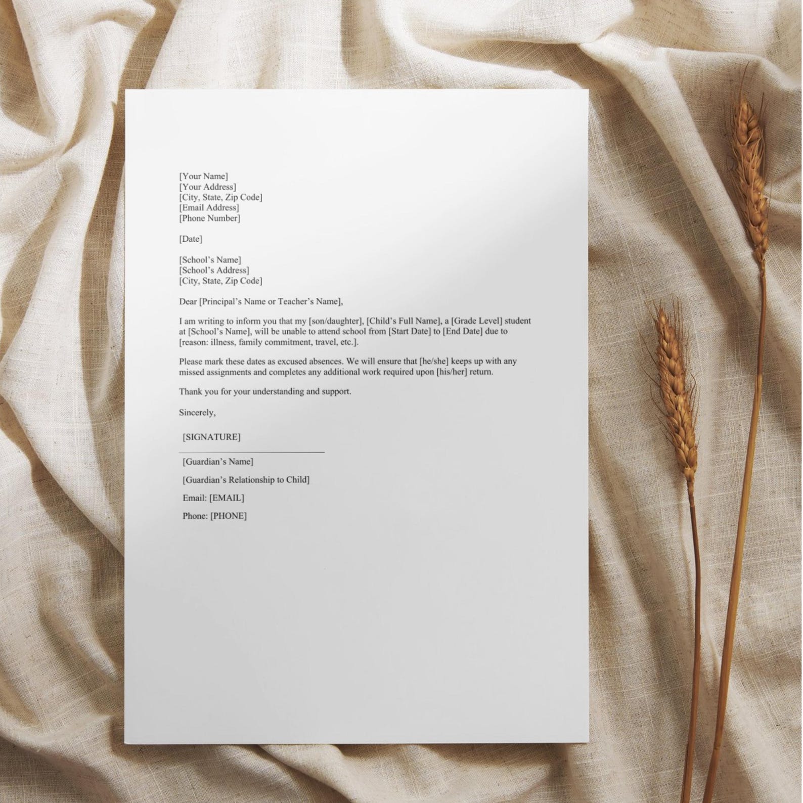 School Absence Authorization Letter Template | Perfect for Parents ...