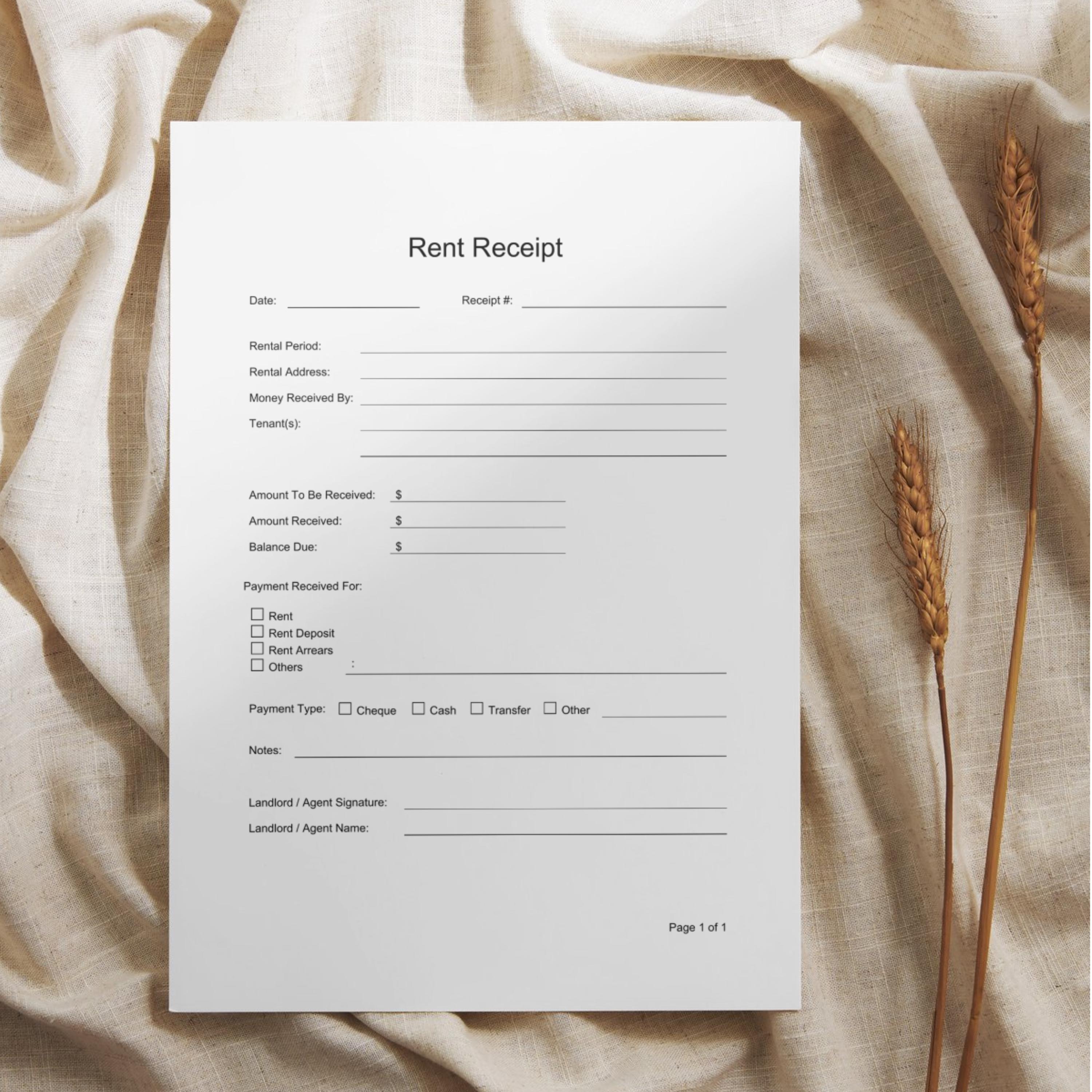 Landlord Rent Receipt | Tenant Receipt | Rent Payment Receipt ...