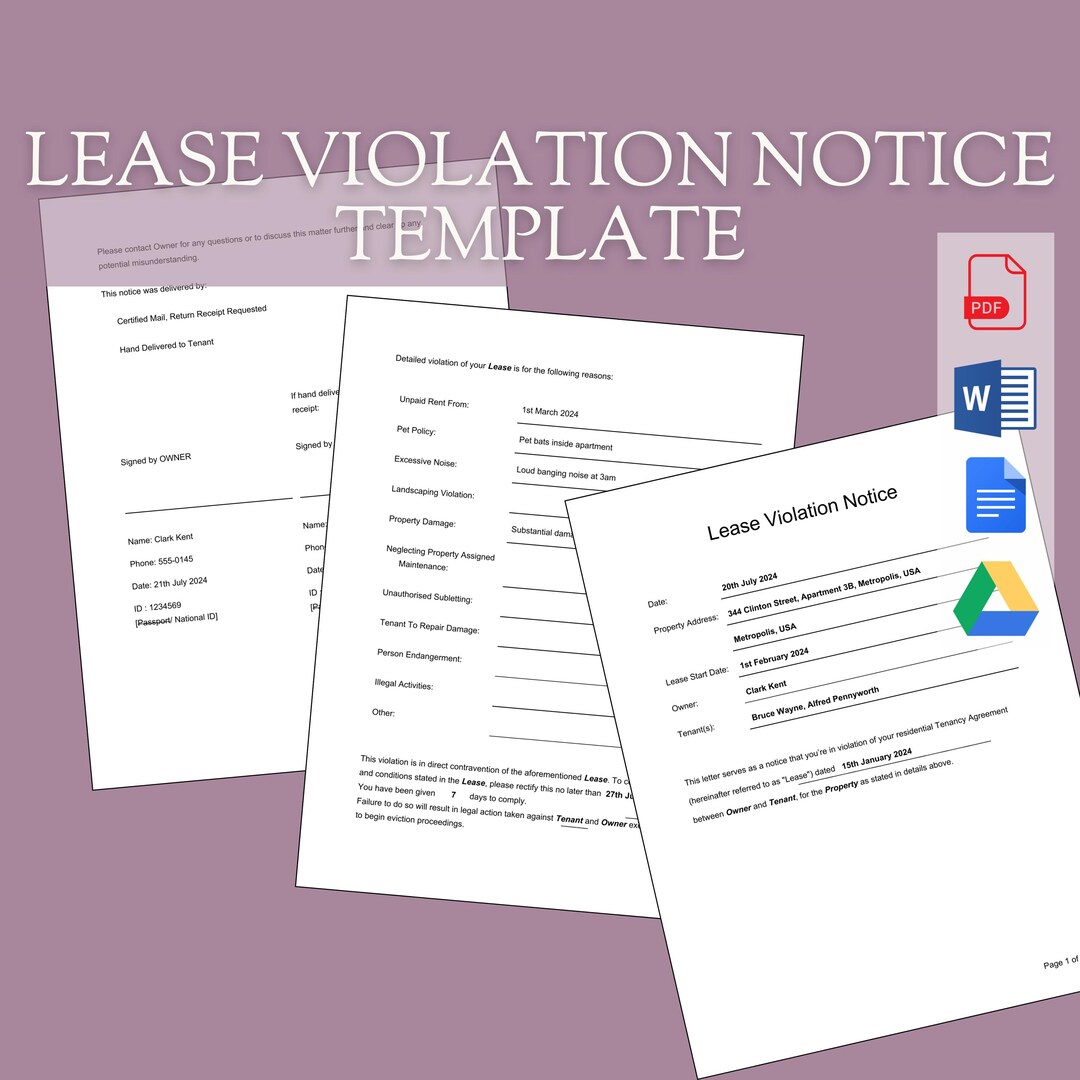 Lease Violation Notice Template | Customizable Legal Warning for ...