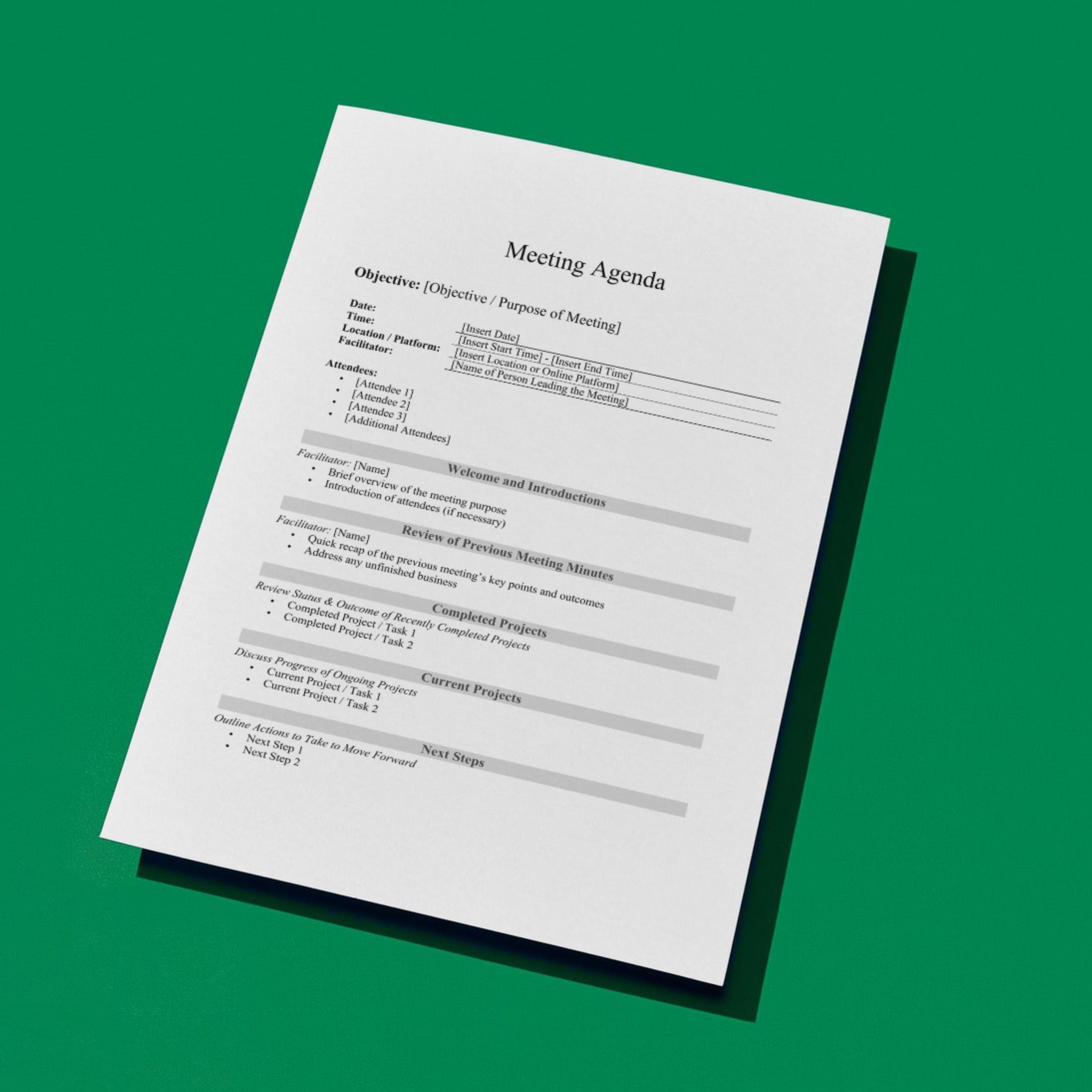 Meeting Agenda Template | Effective Plan and Presentable Work Agenda ...