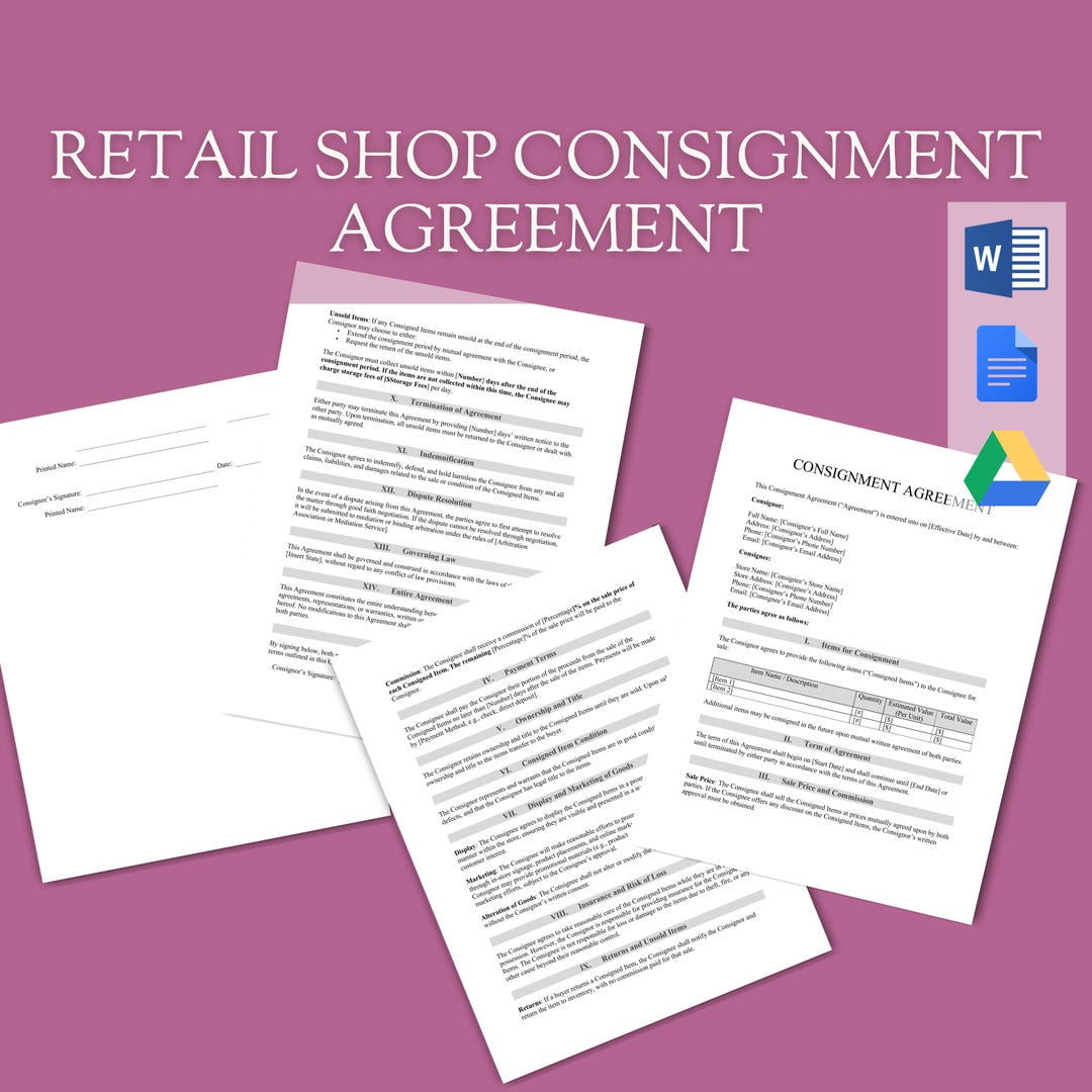 Consignment Agreement | Consignee Contract | Reseller Resale Agreement ...