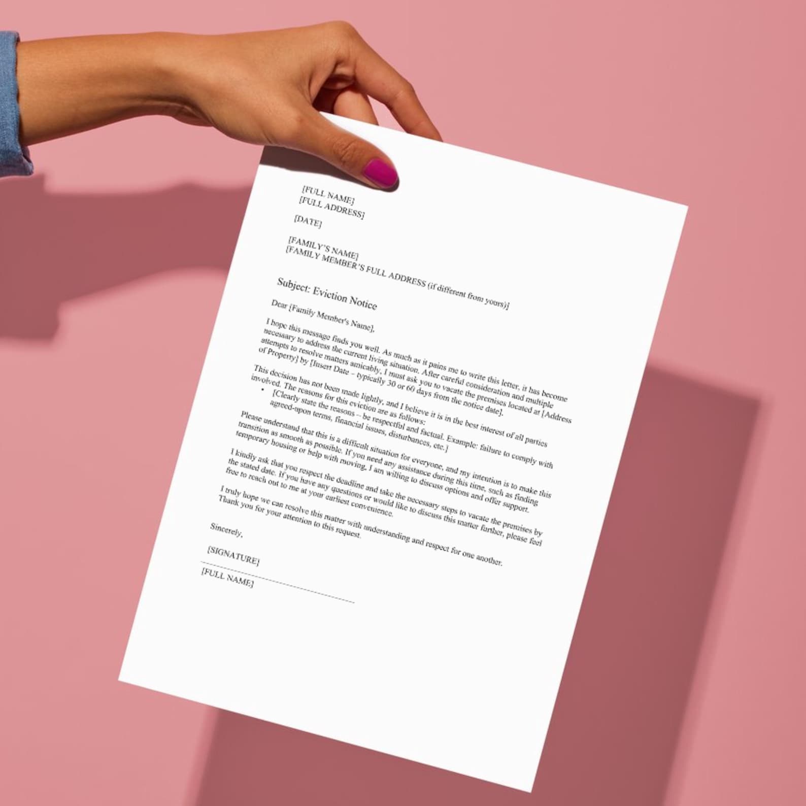 Family Eviction Notice Template | Compassionate Eviction Letter for ...