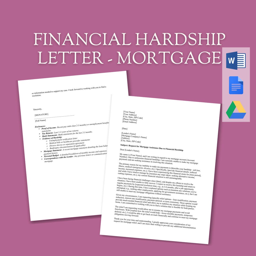 Mortgage Hardship Letter Template | Loan Modification, Payment Deferral ...
