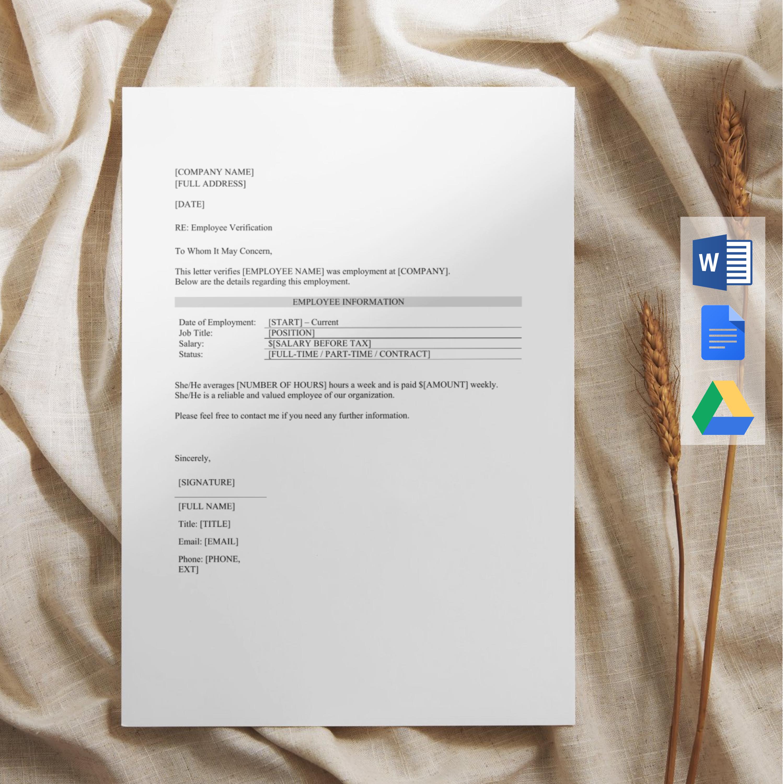 Proof of Employment Verification Letter | Pre-rental Verification ...