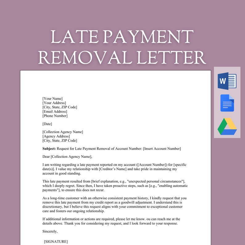 Goodwill Late Payment Removal Letter Template | Credit History ...