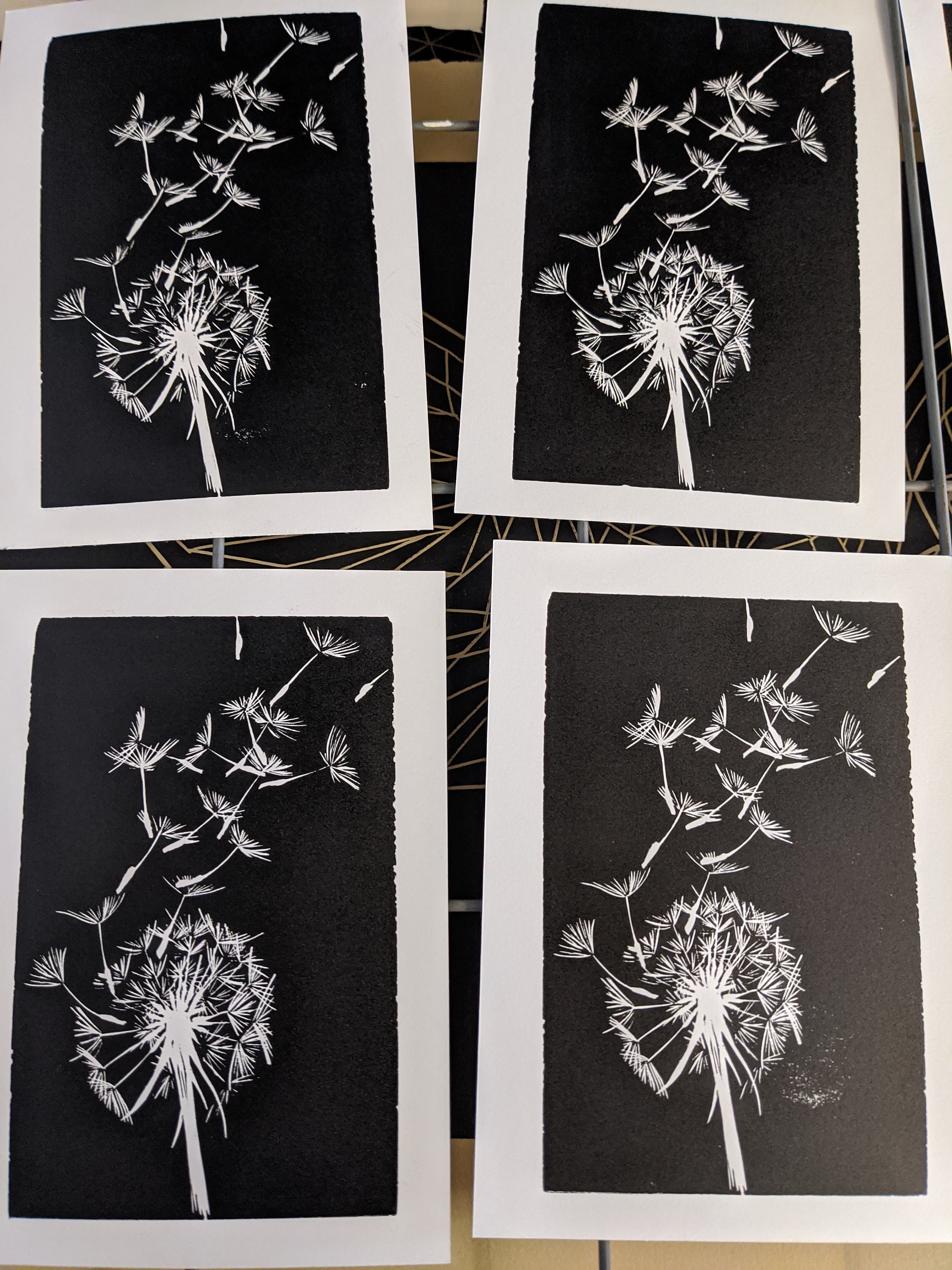 Linocut Print "wish" Dandelion Seeds - Etsy