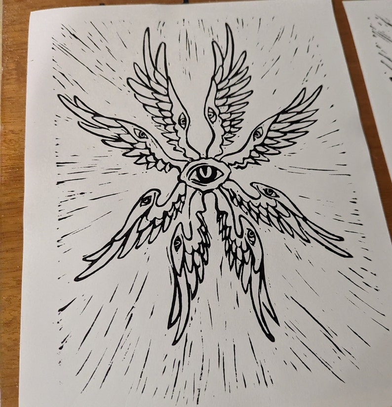 Linocut Print, Seraphim, "be Not Afraid" - Etsy