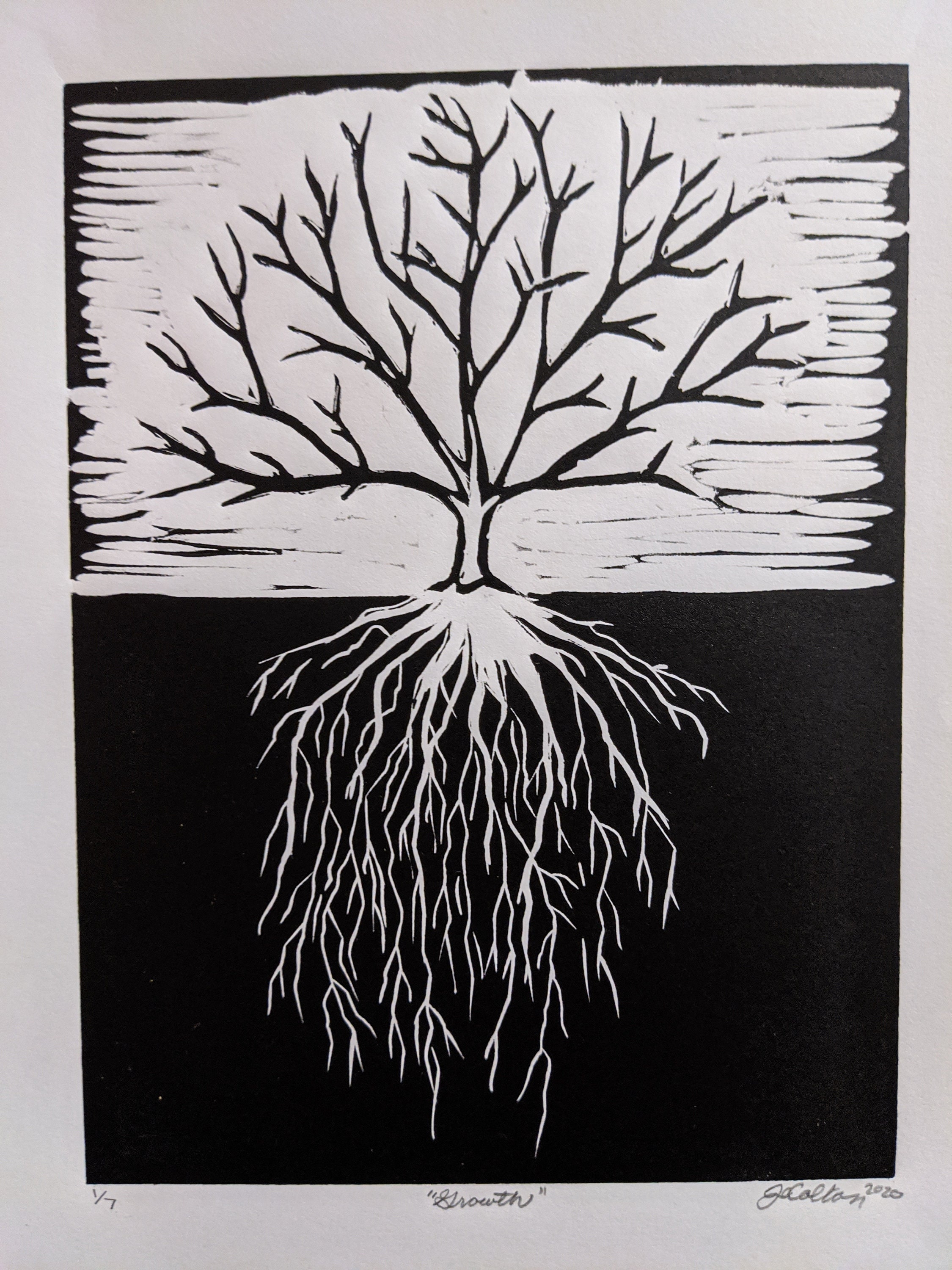 Linocut Print Tree Growth - Etsy