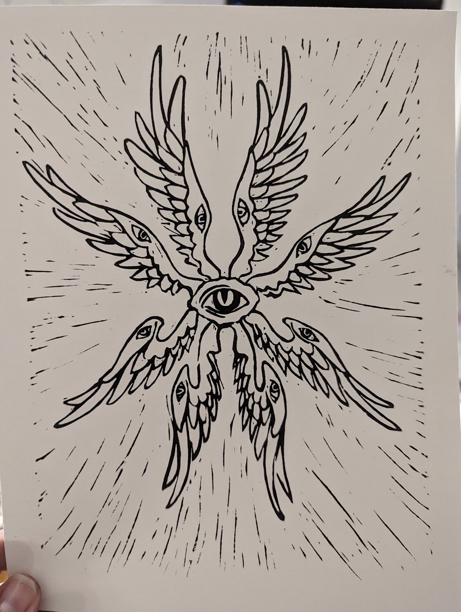 Linocut Print, Seraphim, "be Not Afraid" - Etsy