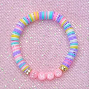 NEW Pink Funfetti Heishi Bracelet Personalized Name - Etsy