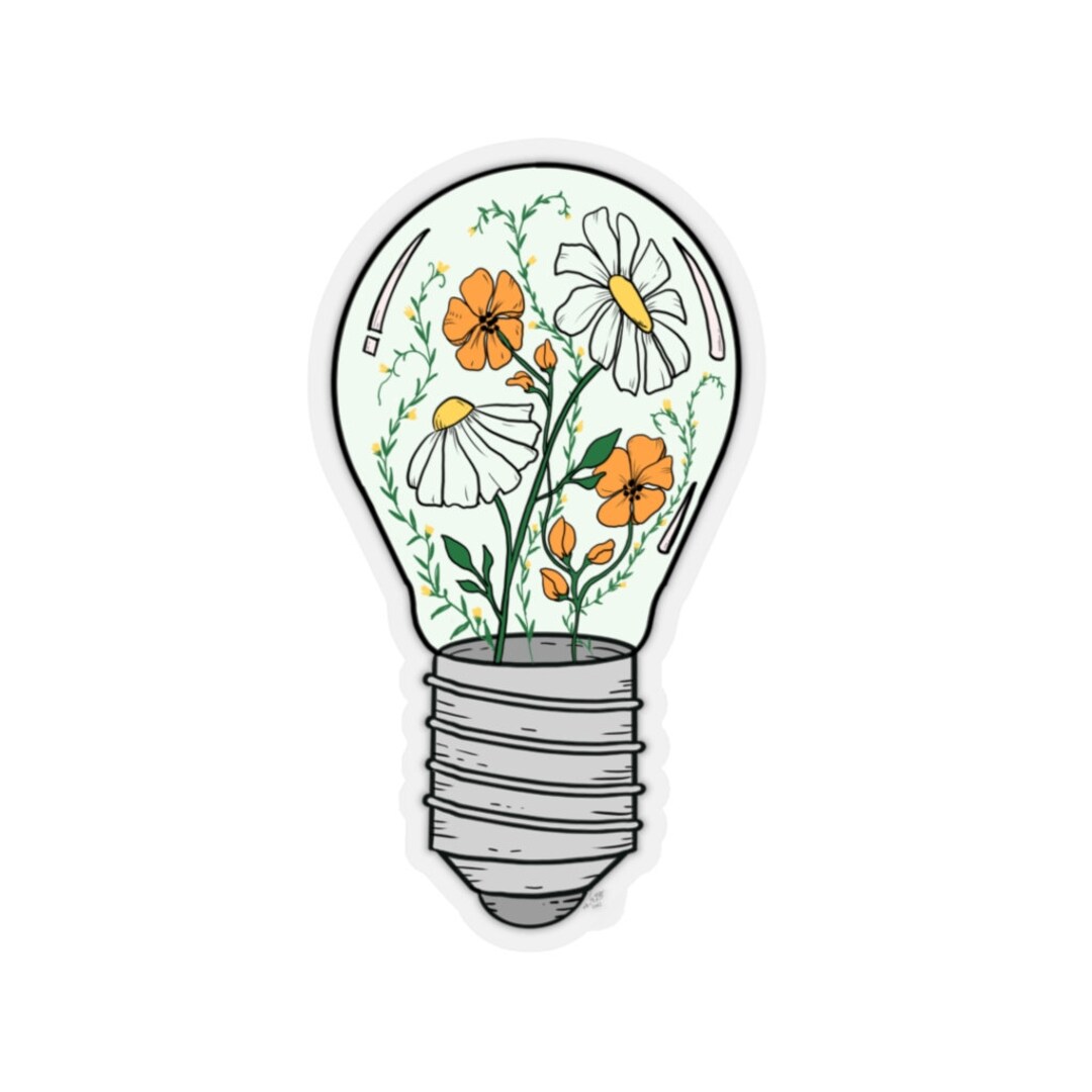 Bulb Garden | Light Bulb and Flowers | Stickers - Etsy