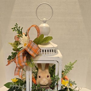Spring Lantern Centerpiece, Easter Bunny Table Arrangement, Easter Bunny Spring, Easter Bunny ...