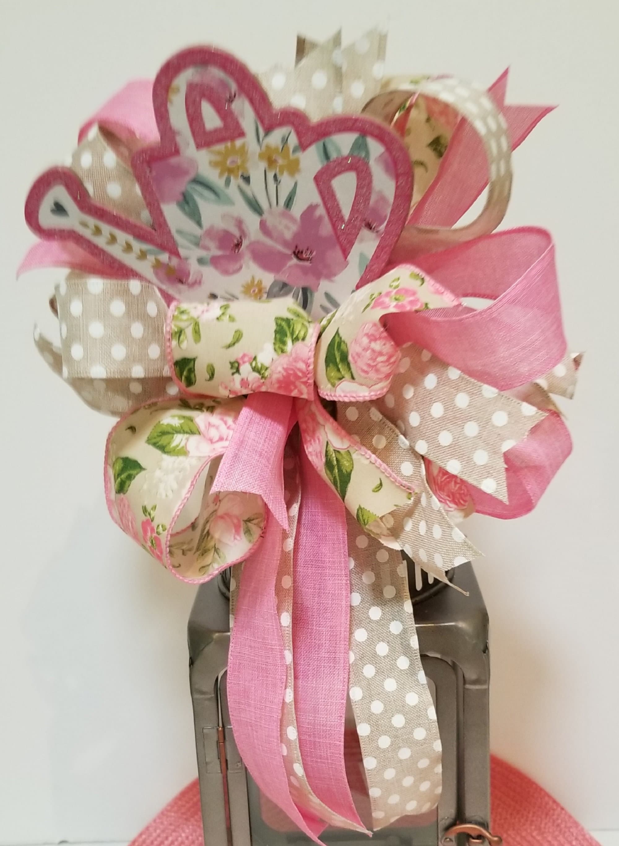 Pink Lantern Bow for Spring, Spring Floral Bow, Summer Bow for Lantern ...
