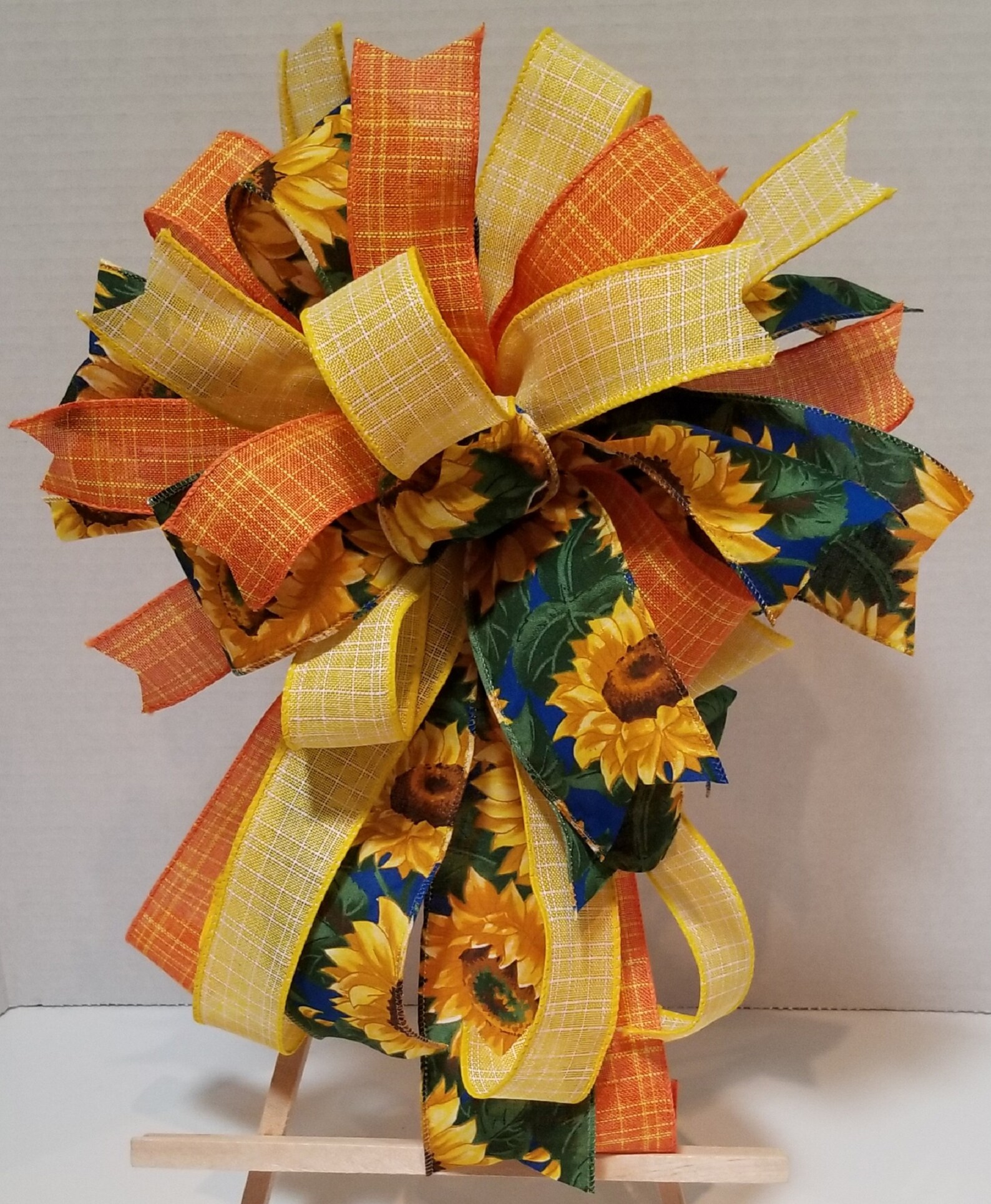 Sunflower Front Door Wreath Bow, Yellow Orange Sunflower Bow, Sunflower ...