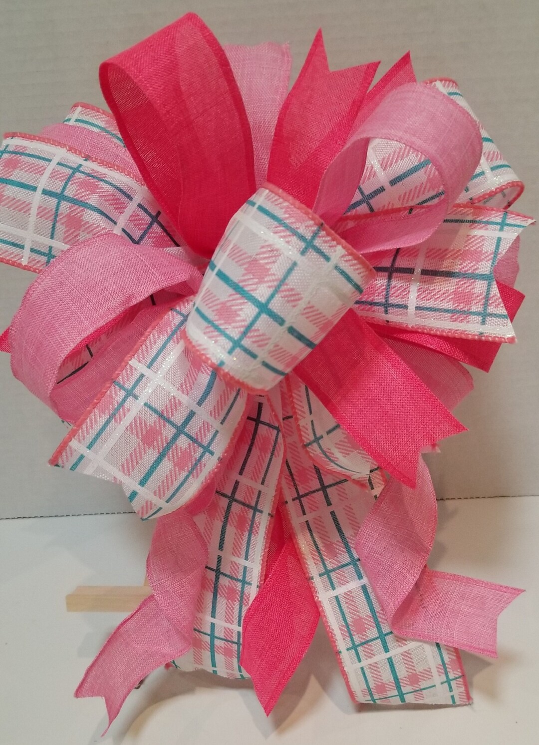 Hot Pink Wreath Bow Spring Bow For Lantern Summer Wreath Bow Blue Pink