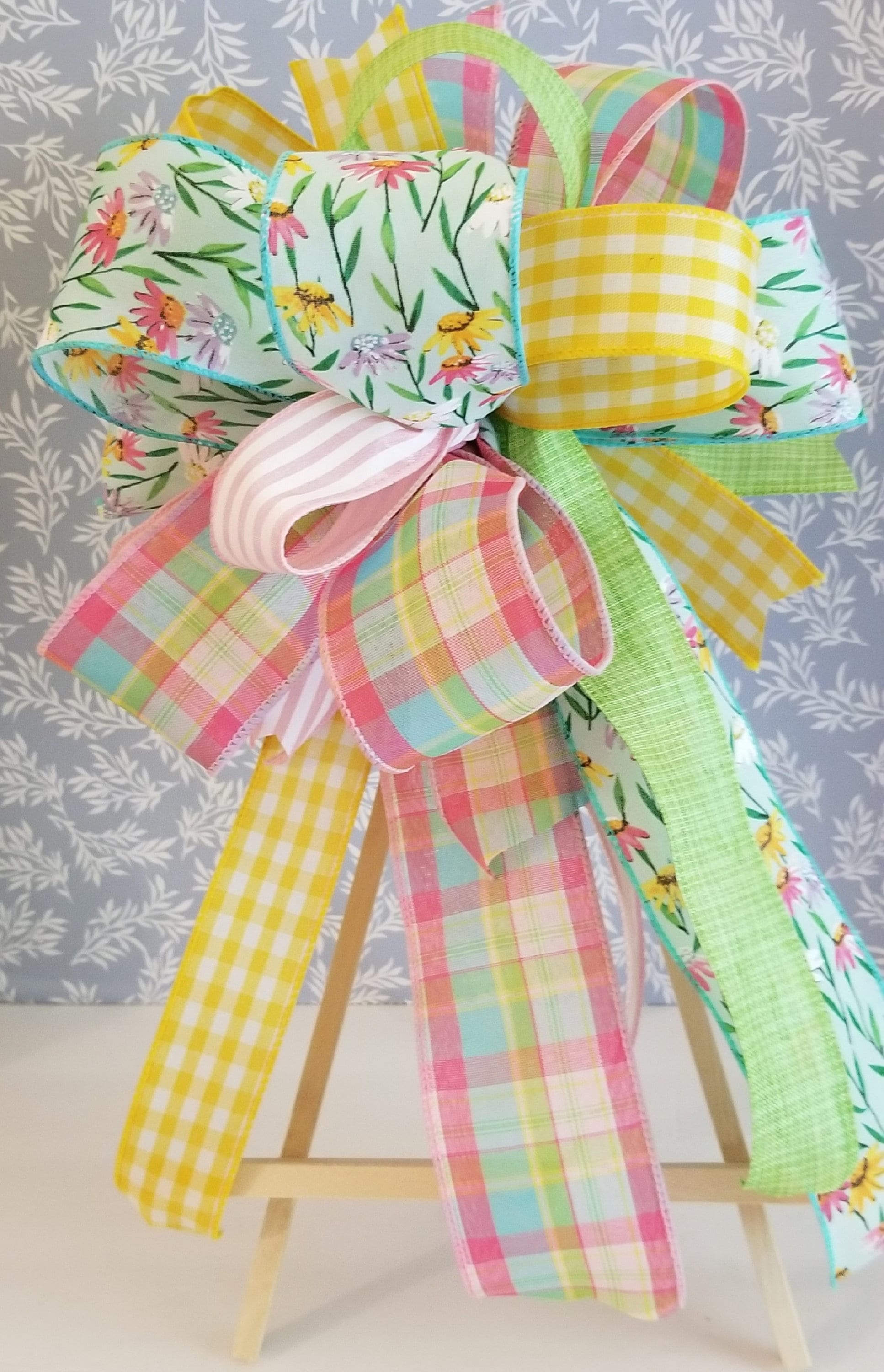 Spring Wreath Bow, Summer Bow for Lantern, Spring Door Hanger Bow ...