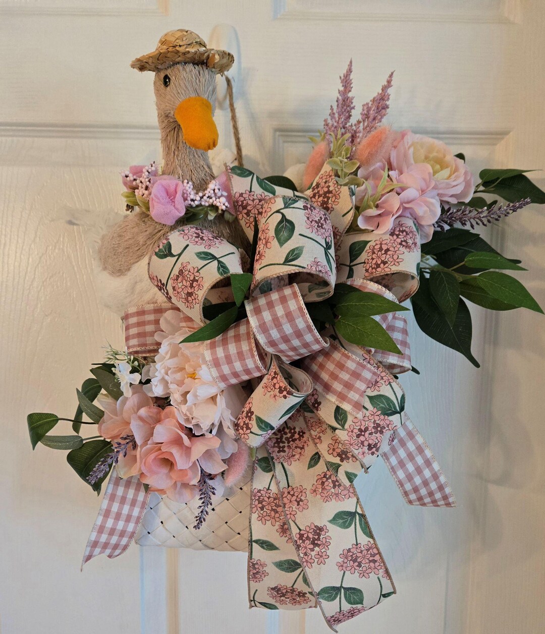 Easter Door Wreath, Spring Front Door Wreath, Spring Front Door Basket ...