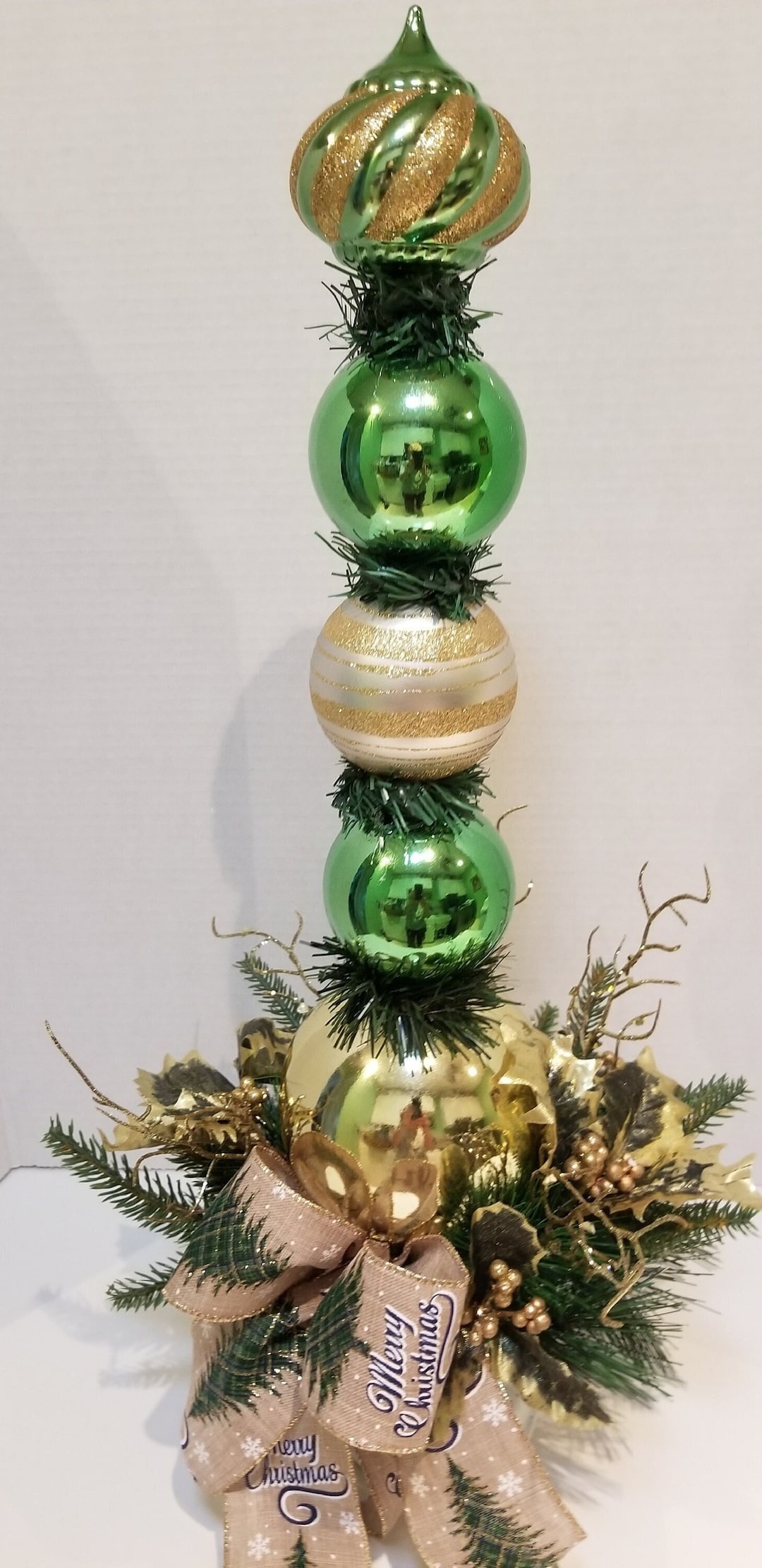 Festive Christmas Ornament Topiary, Christmas Home Decor, Topiary ...