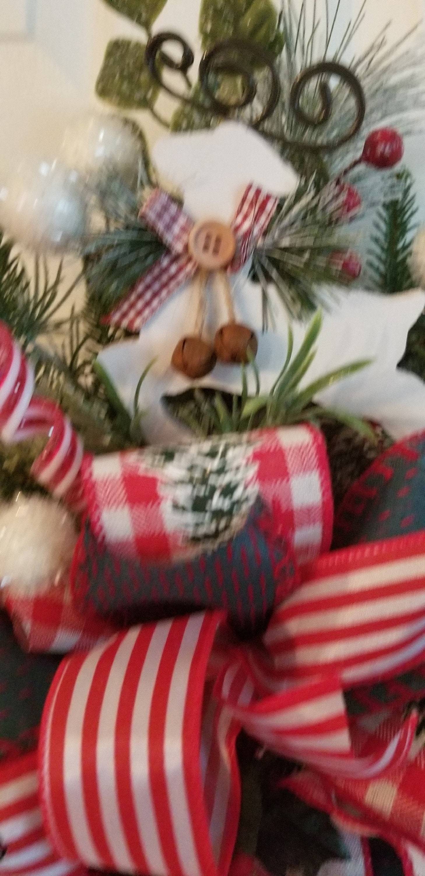 Christmas Reindeer Swag Front Door Red White Candy Cane - Etsy