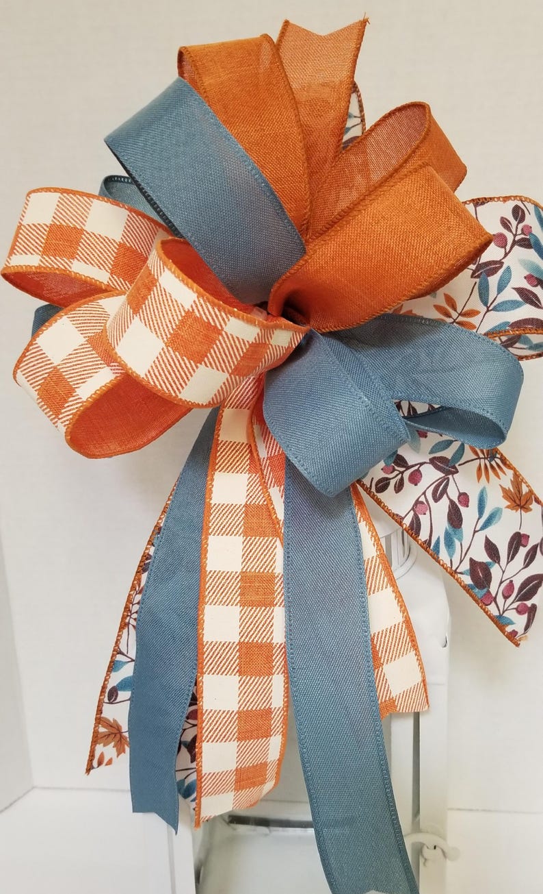 Fall Lantern Bow, Autumn Lantern Topper, Bow for Fall Wreath, Door ...