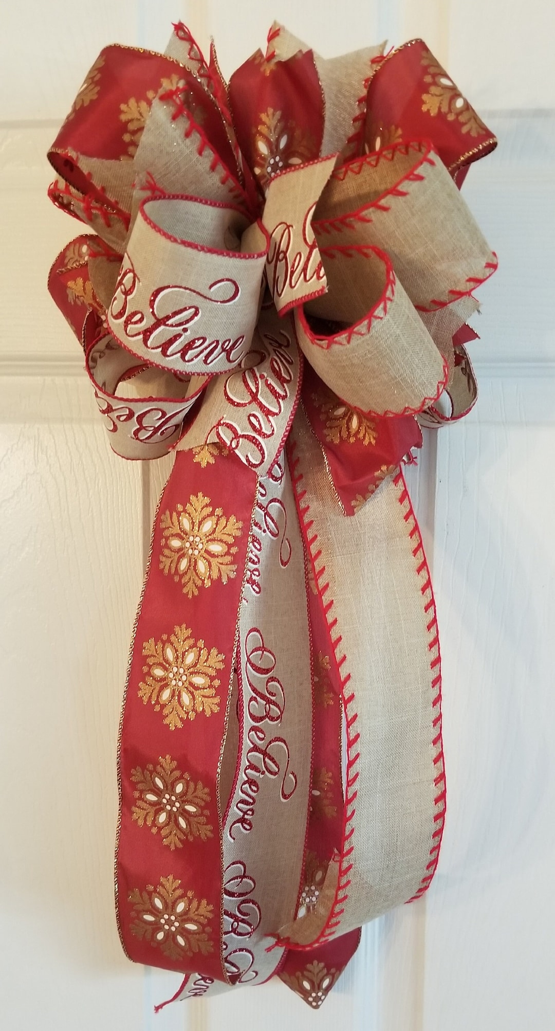 Christmas Tree Topper Bow With Streamers,christmas Staircase Decor ...