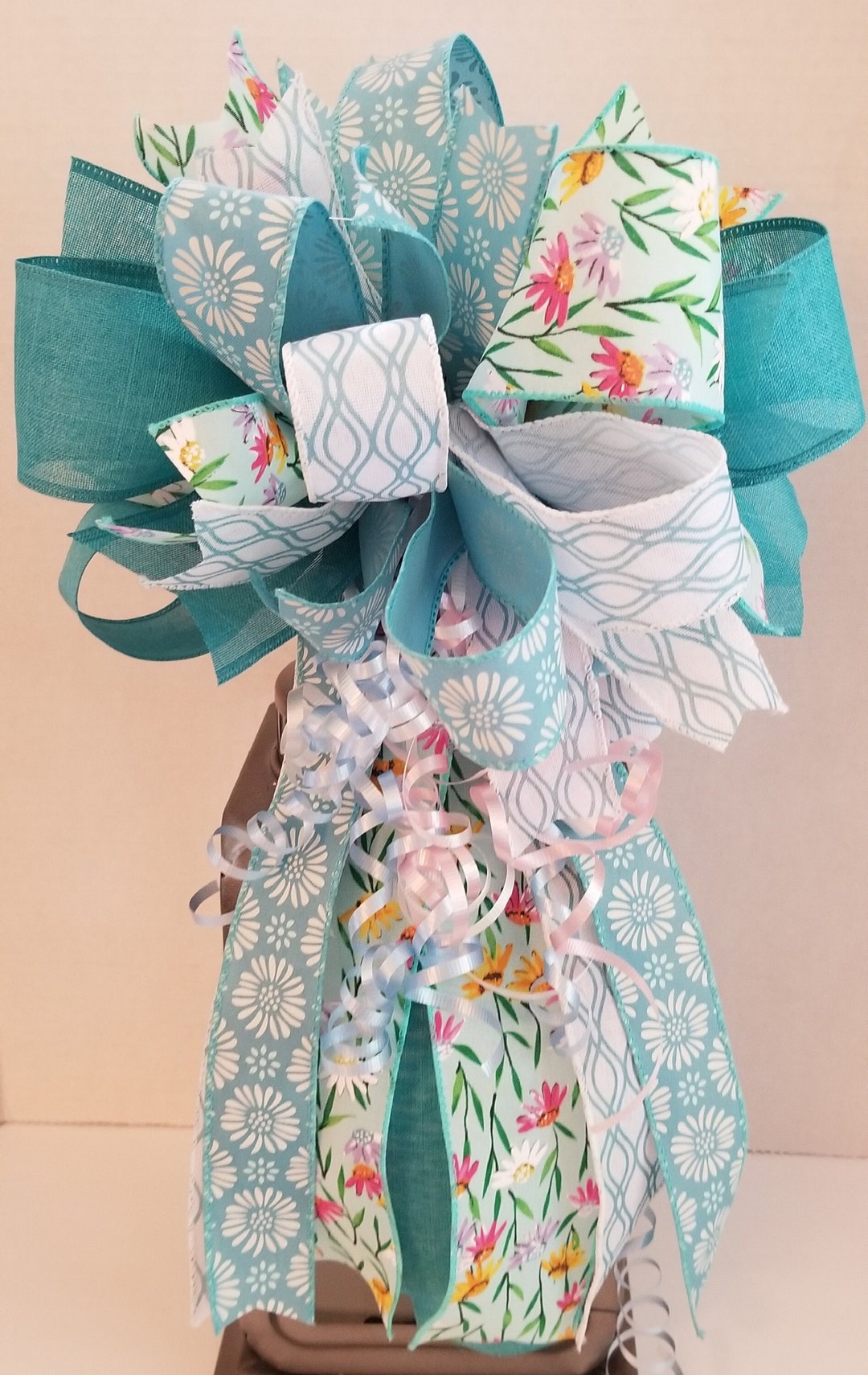 Spring Lantern Bow, Blue and White Wreath Bow, Gift Bow Mother's Day ...