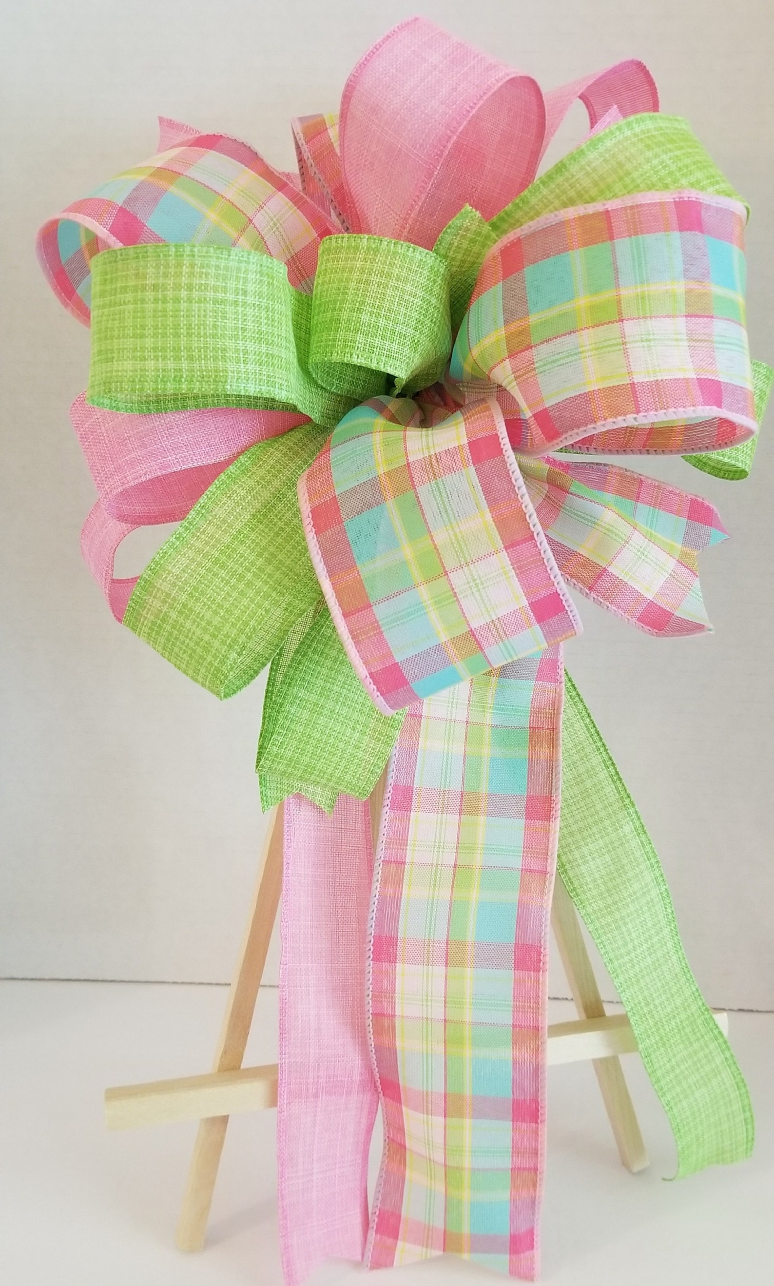 Spring Wreath Bow, Summer Bow for Lantern, Spring Door Hanger Bow ...